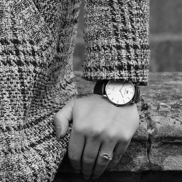 Jonny Moore luxury Swift watch with brown leather strap and white dial ...
